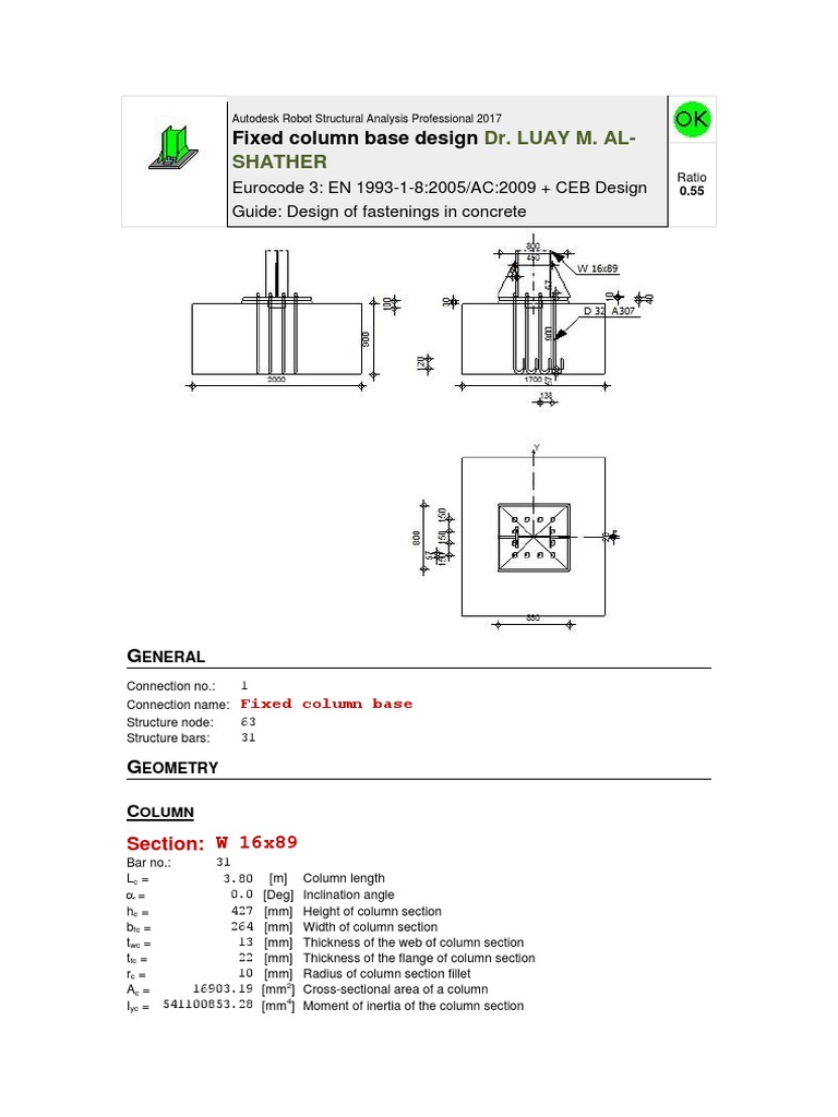 Column Design With Base Plate and Stiffeners PDF | PDF | Screw | Column