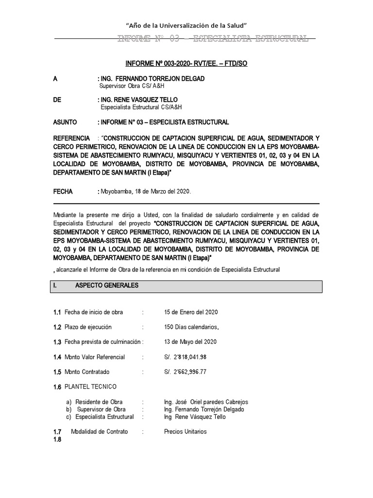 Informe #03-Especialista Estructurl | PDF | edificio | Hormigón