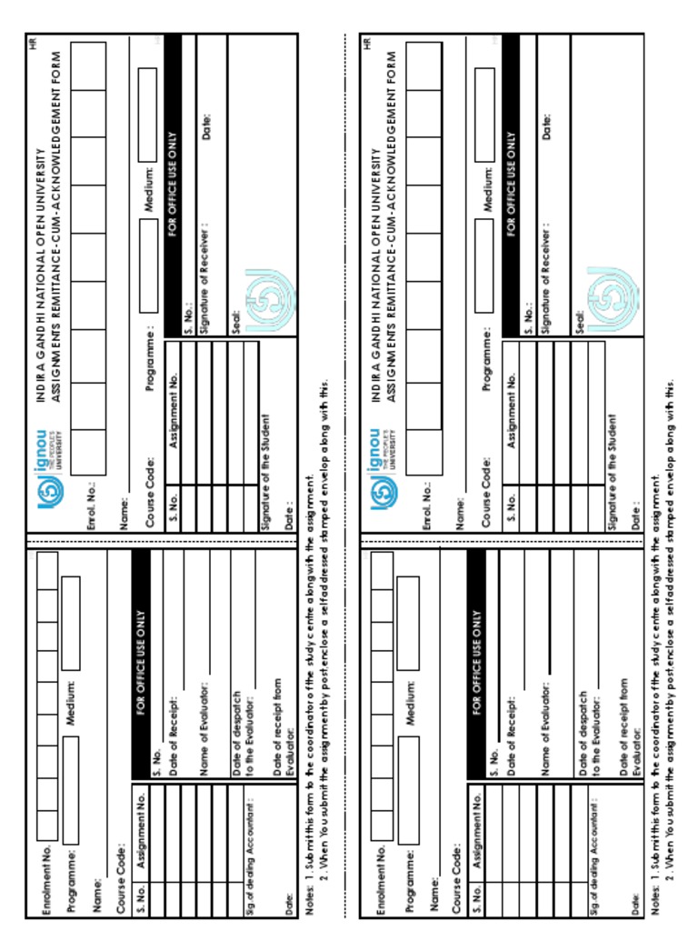 IGNOU Assignment Acknowledgement Slip | PDF | Written Communication ...