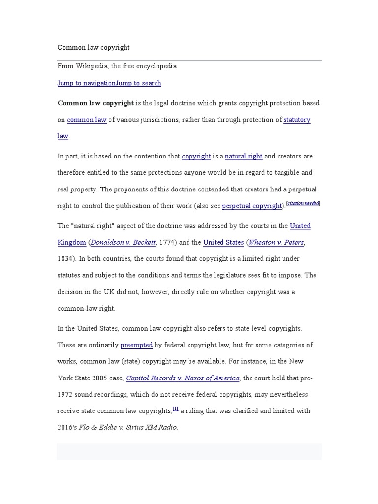 Common Law Copyright 1 | PDF | Media Freedom | Business Law