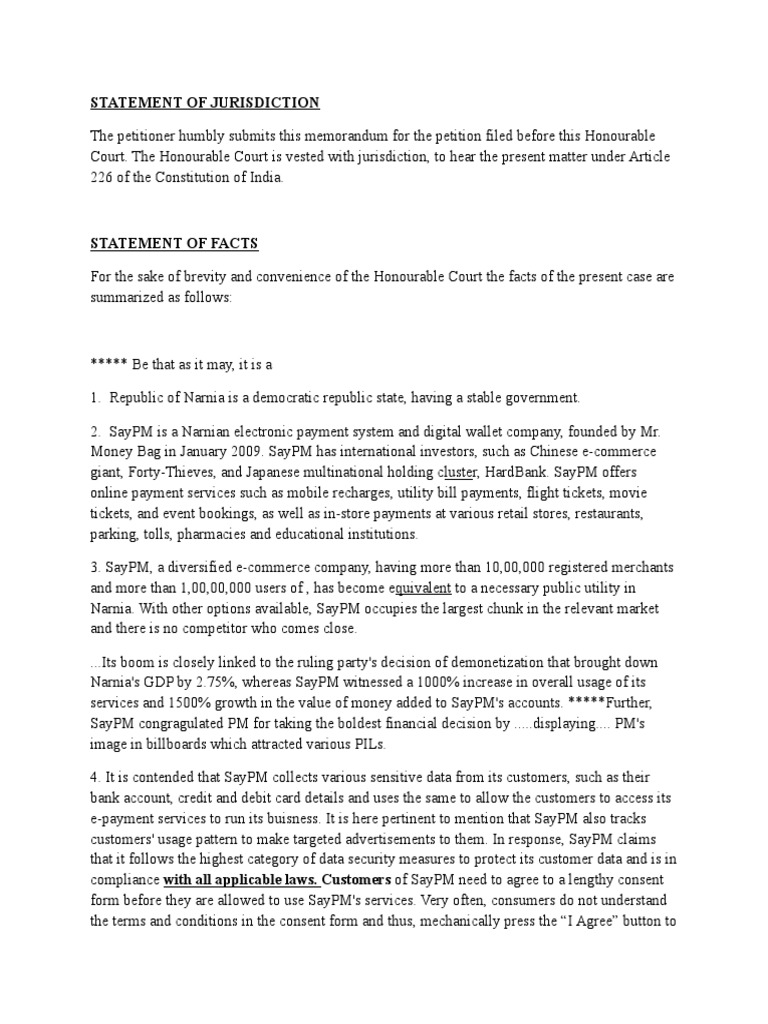 Statement of Jurisdiction | Download Free PDF | Privacy | Right To Privacy