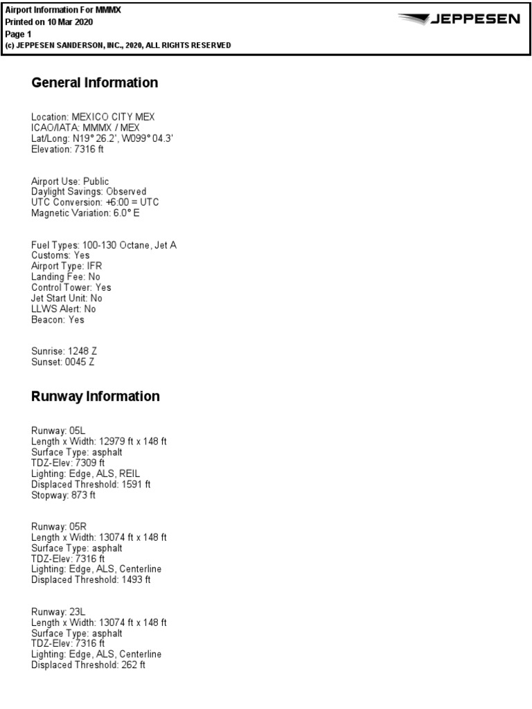 Carta MMMX | PDF | Runway | Airport