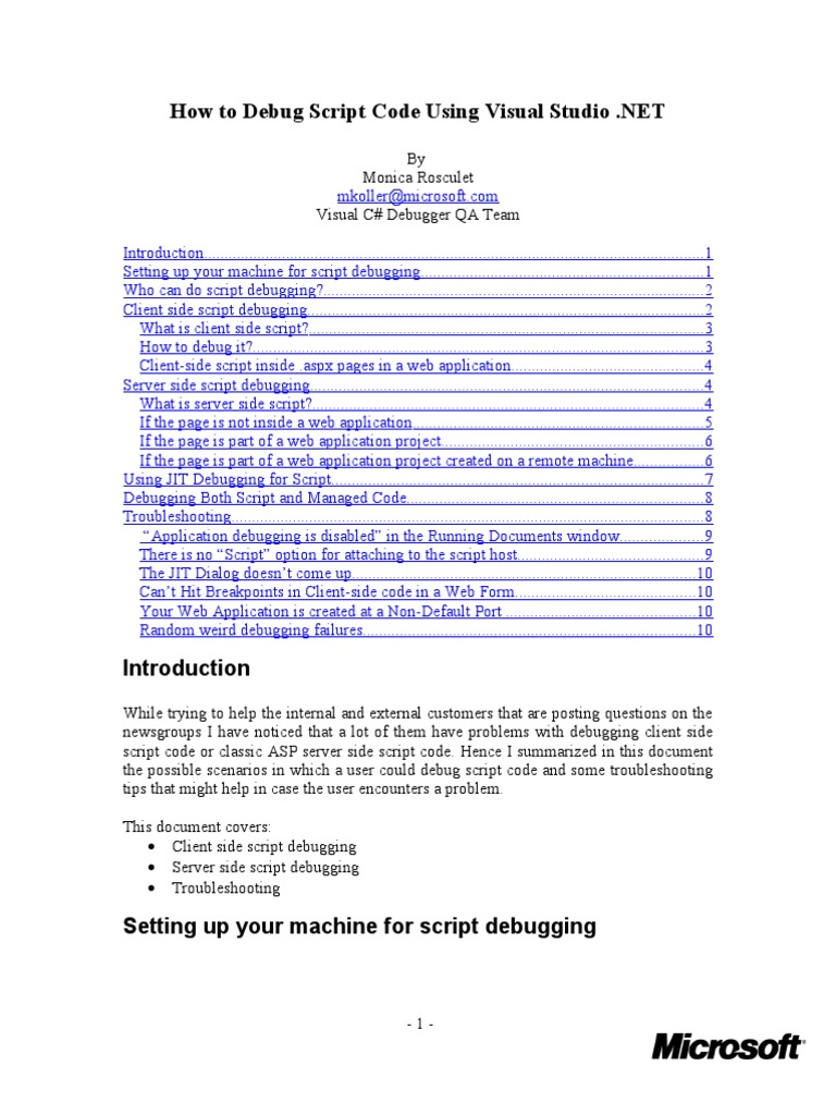 How To Debug Script in Visual Studio | PDF | Dynamic Web Page | Web ...
