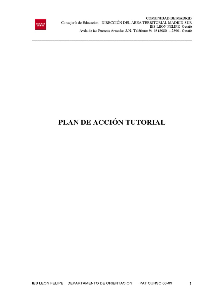 Plan de Acción Tutorial 08-09 | PDF | Maestros | Evaluación