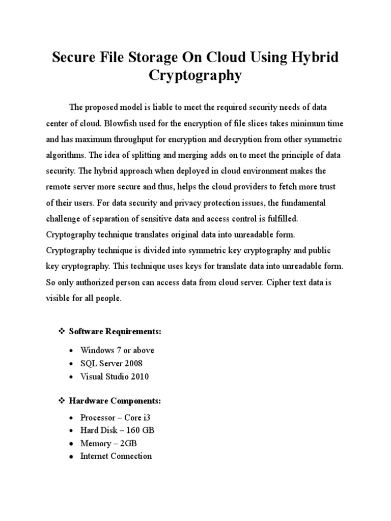Secure File Storage On Cloud Using Hybrid Cryptography | PDF