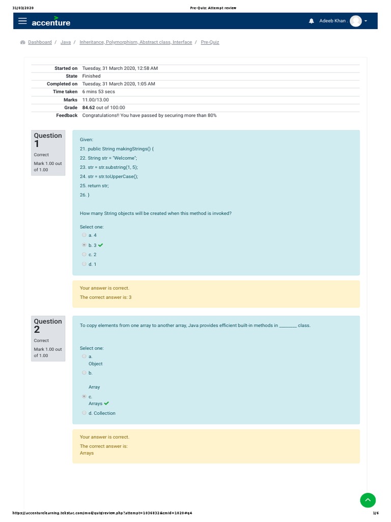 Dashboard Java Inheritance, Polymorphism, Abstract Class, Interface Pre-Quiz | PDF | Java ...