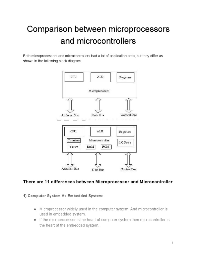 Microcontroller VS Microprocessor | PDF | Microcontroller | Central Processing Unit