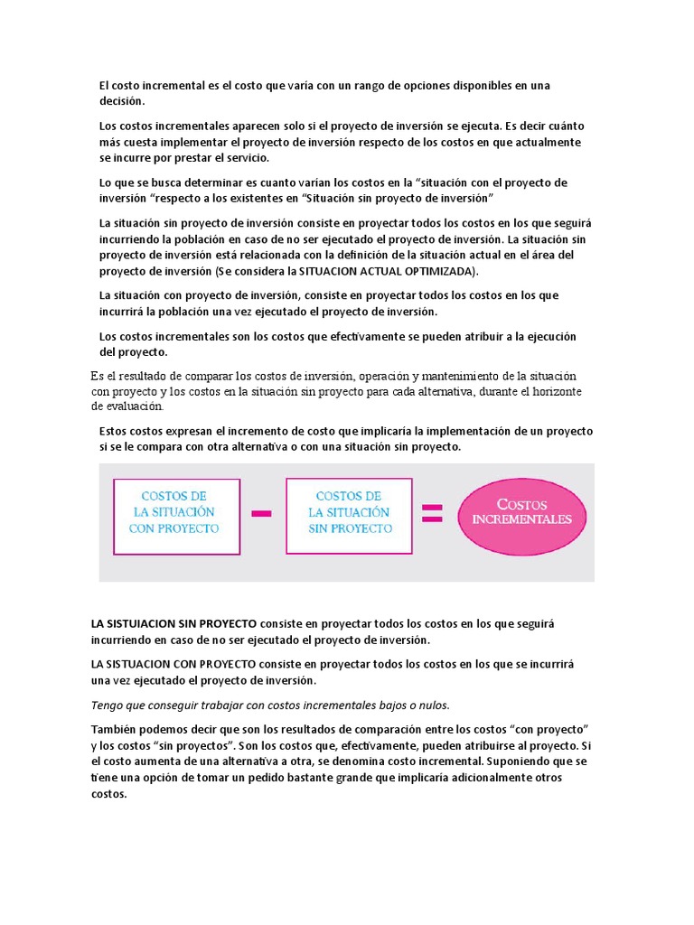 Costos Incrementales en Proyectos de Inversión | PDF | Costo | Economias