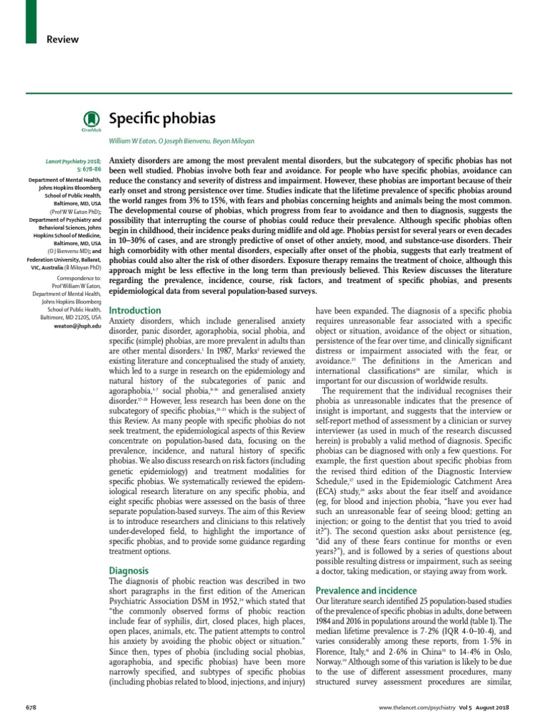 Specific Phobias | Download Free PDF | Phobia | Social Anxiety Disorder