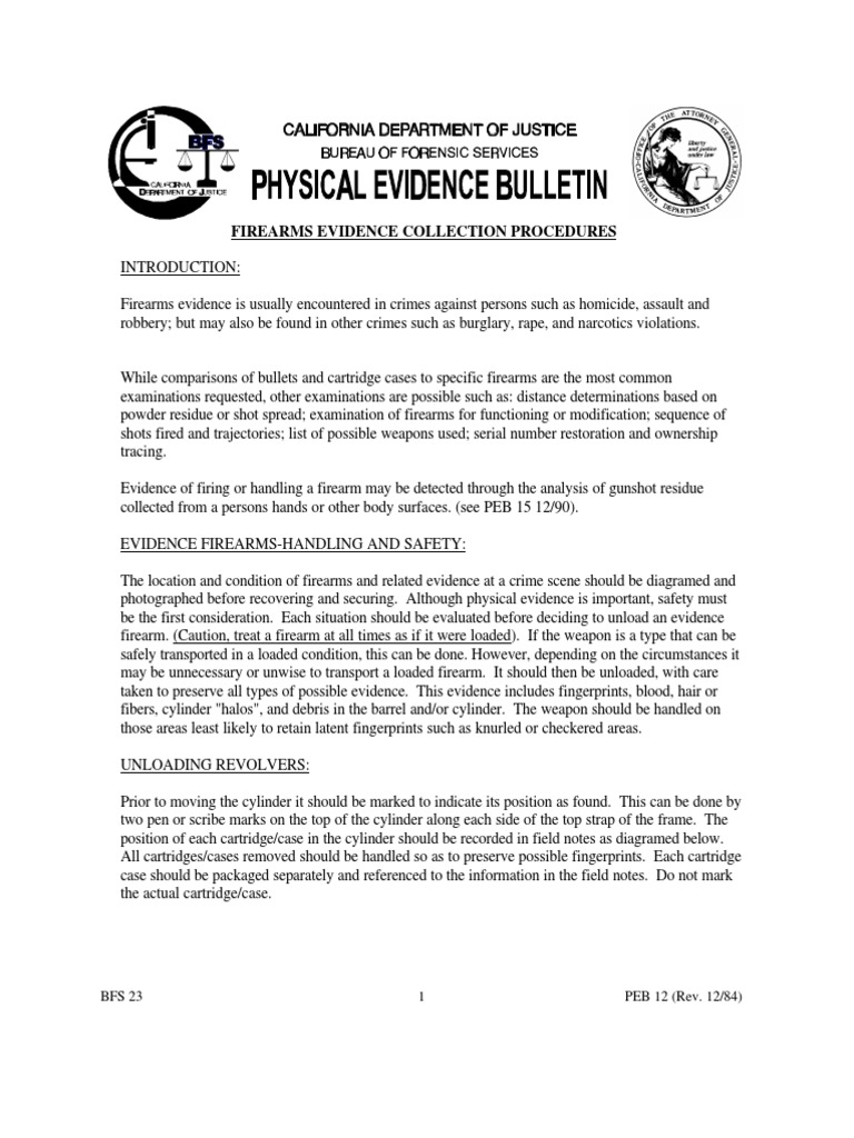 Firearms Evidence Collection Procedures | PDF | Cartridge (Firearms ...