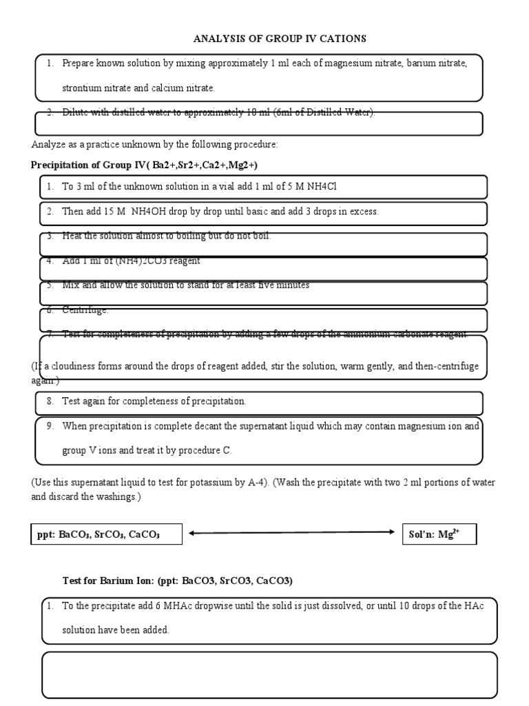 Analysis of Group Iv Cations | PDF | Precipitation (Chemistry) | Ammonium