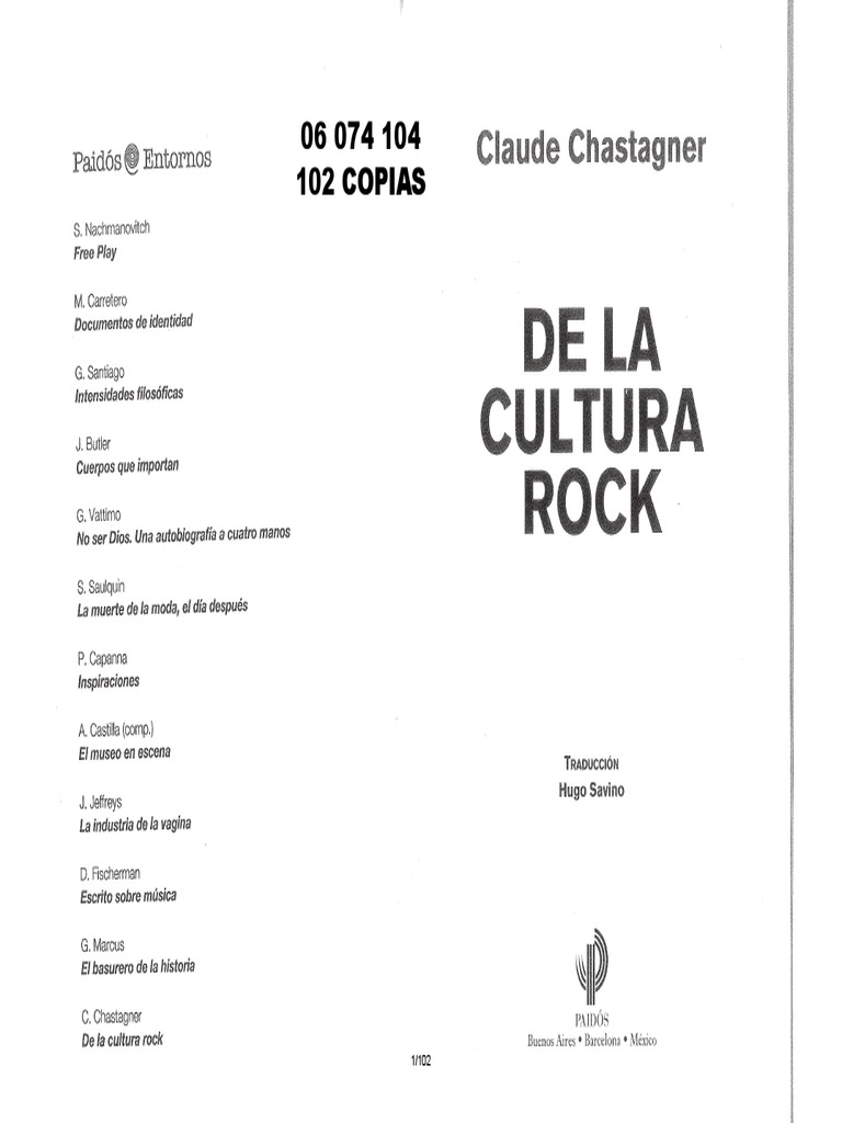 CHASTAGNER - de La Cultura Rock | PDF