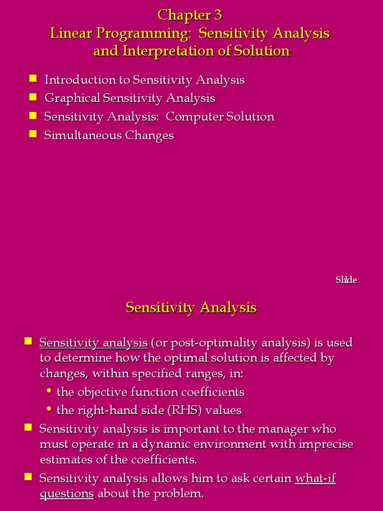 Introduction To Sensitivity Analysis Graphical Sensitivity Analysis ...