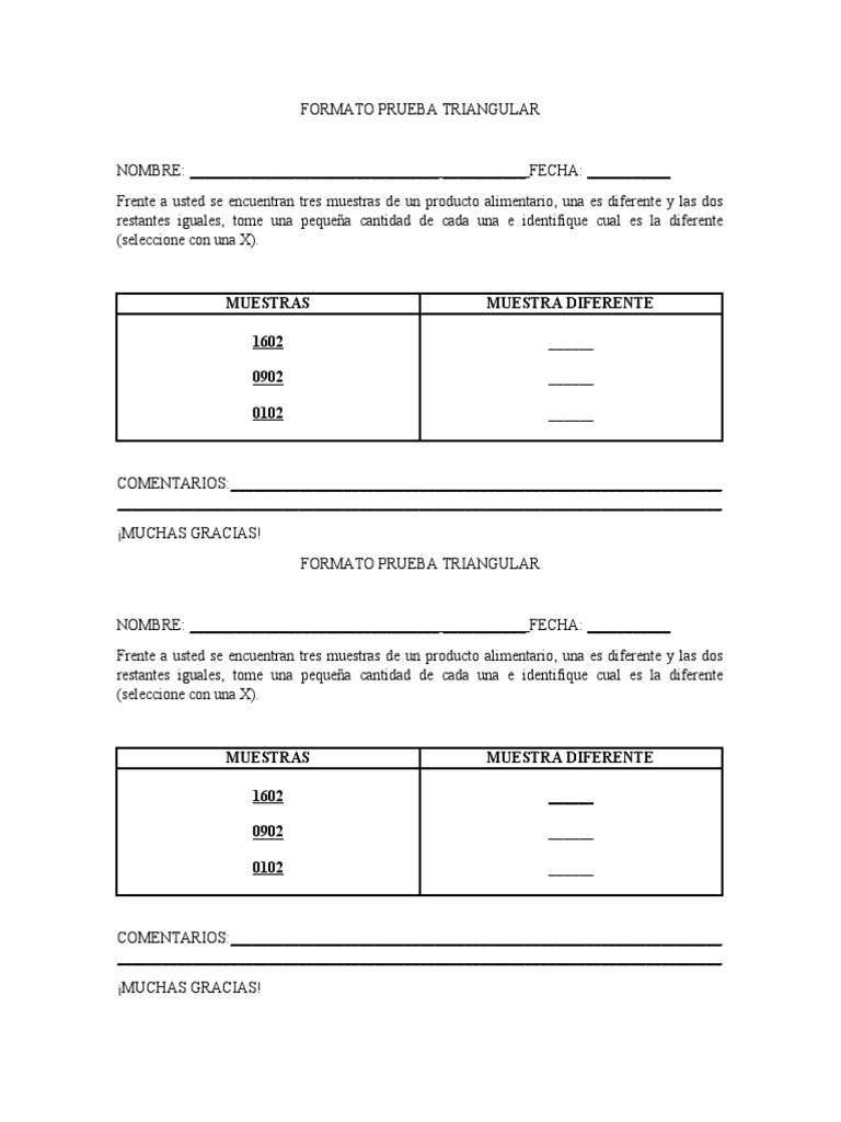 Formato Prueba Triangular | PDF
