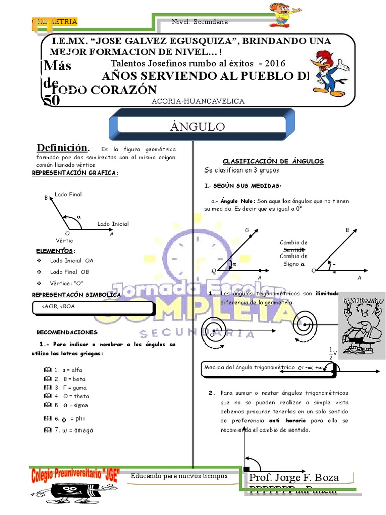 Ángulos y sus clasificaciones en geometría | PDF | Medida Geométrica ...