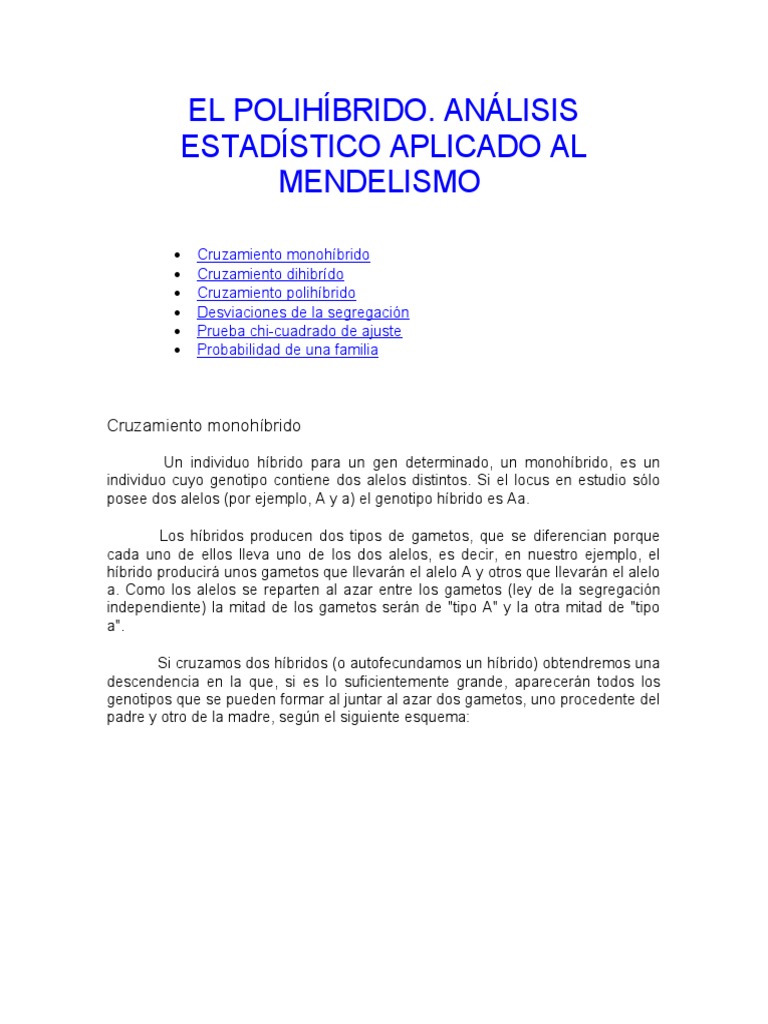 Análisis del Cruzamiento Polihíbrido en Mendelismo | PDF | Dominancia ...