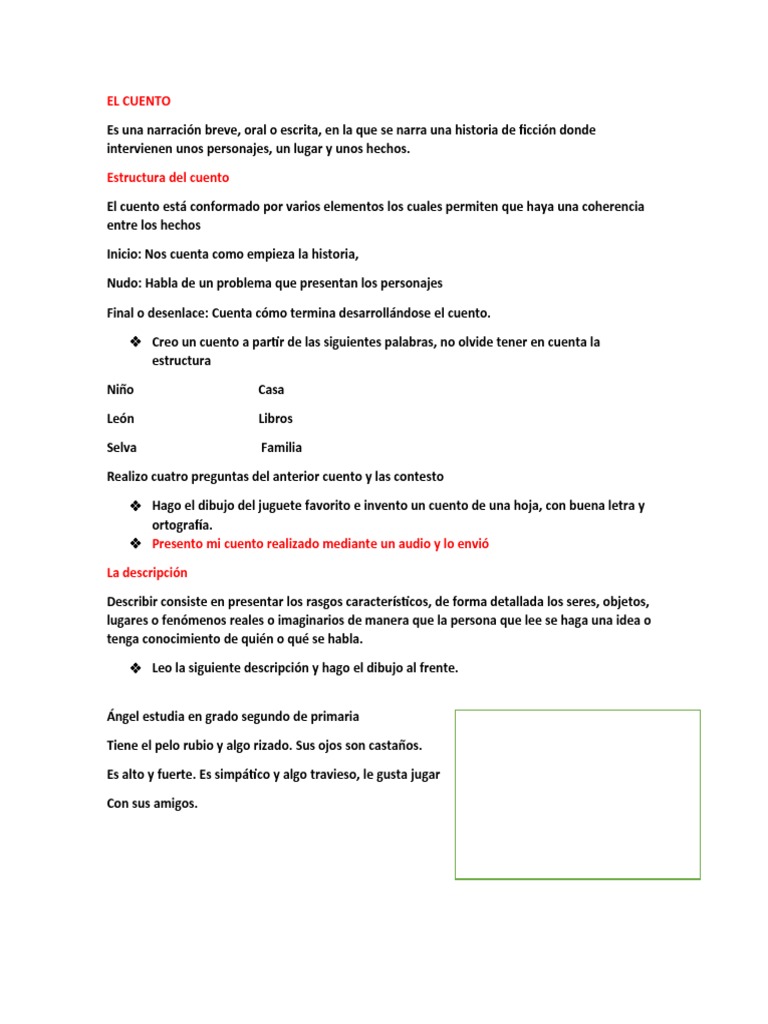 Actividades de Español | PDF | Adjetivo | Cuentos