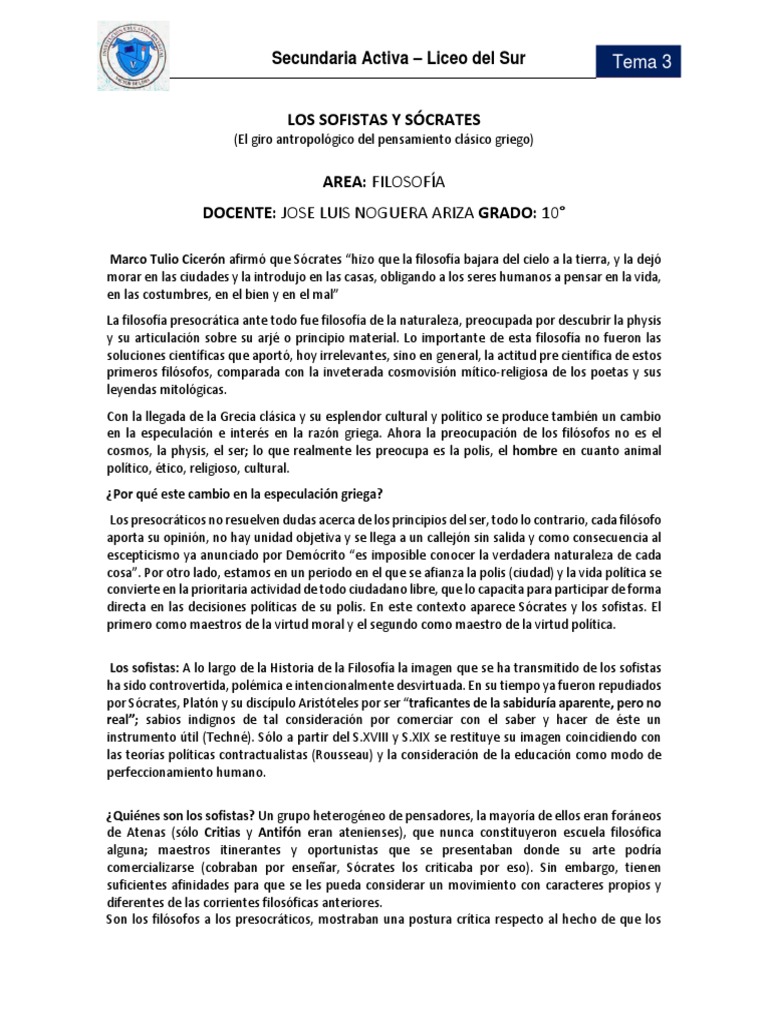 Sofistas y Sócrates: Filosofía Griega Clásica | PDF | Sócrates ...