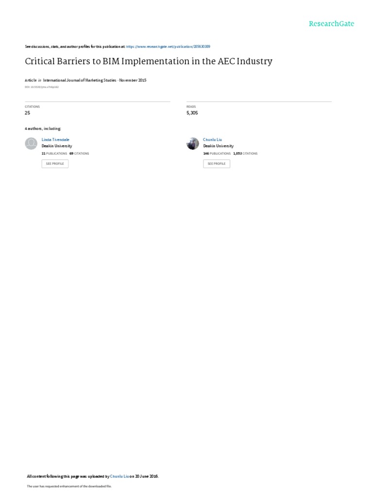 Critical Barriers To BIM Implementation in The AEC | PDF | Building ...