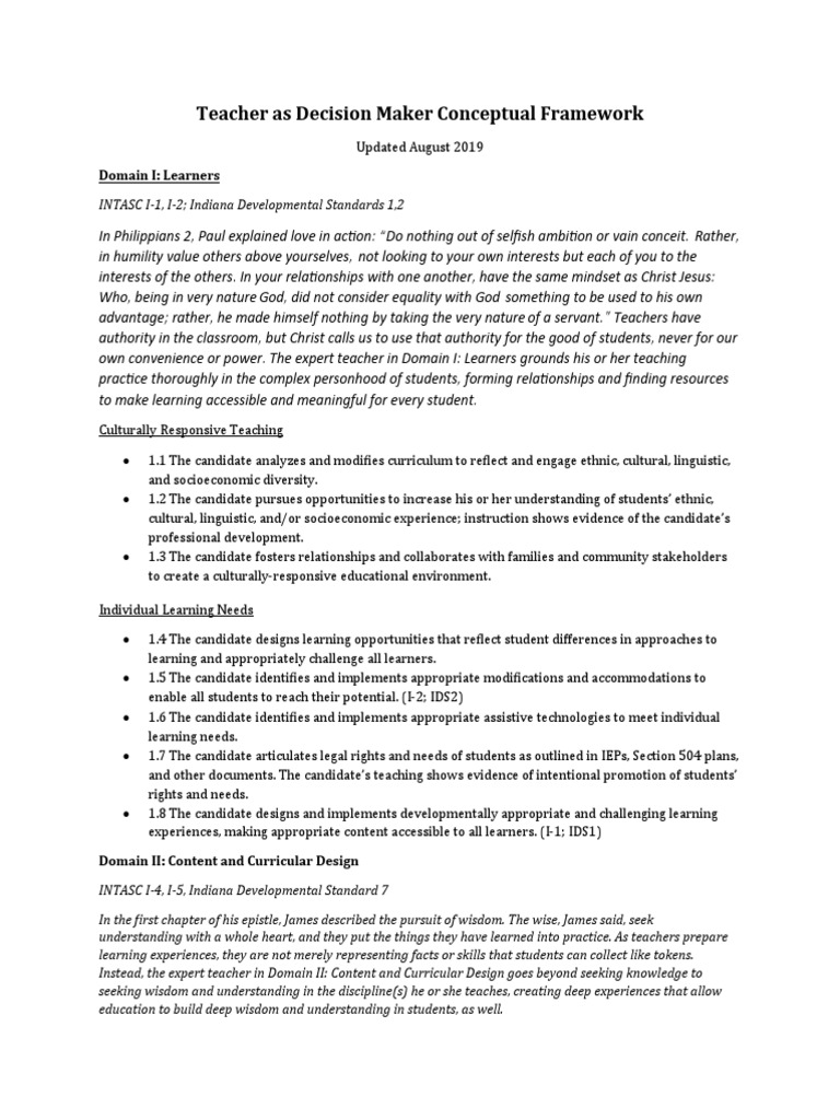 Fall 2019 Conceptual Framework 2 | PDF | Educational Assessment | Teachers