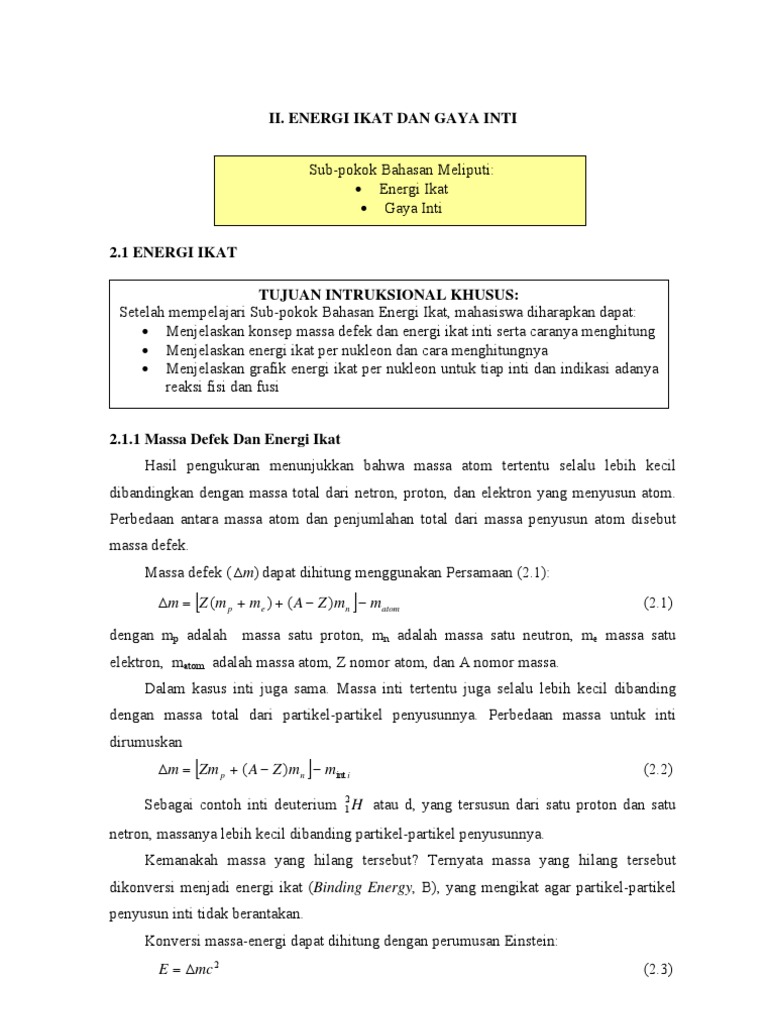 02 Energi Ikat Gaya Inti | PDF | Metode & Bahan Ajar | Sains & Matematika