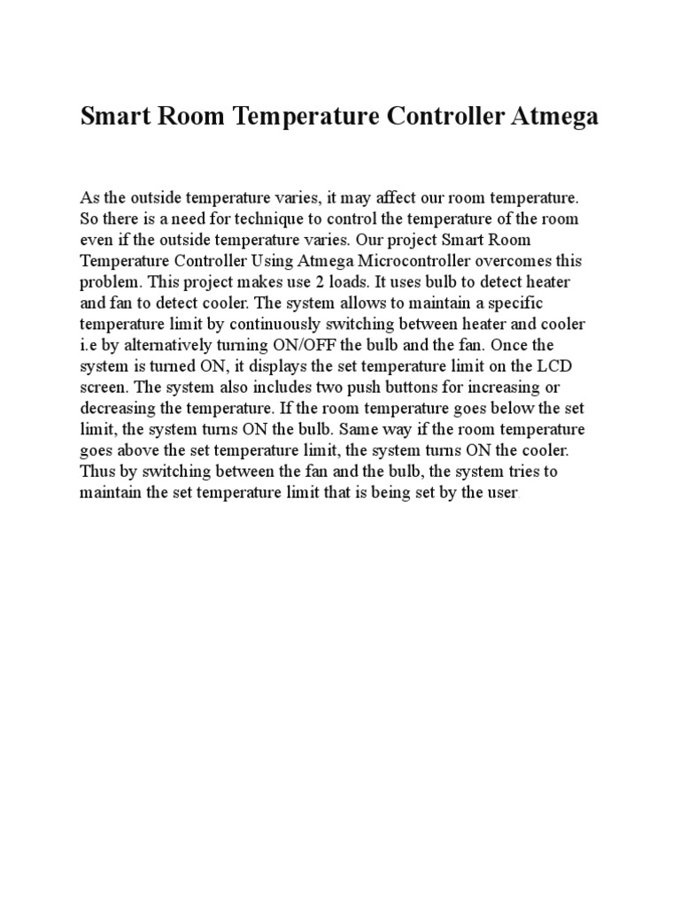 Smart Room Temperature Controller Atmega | PDF