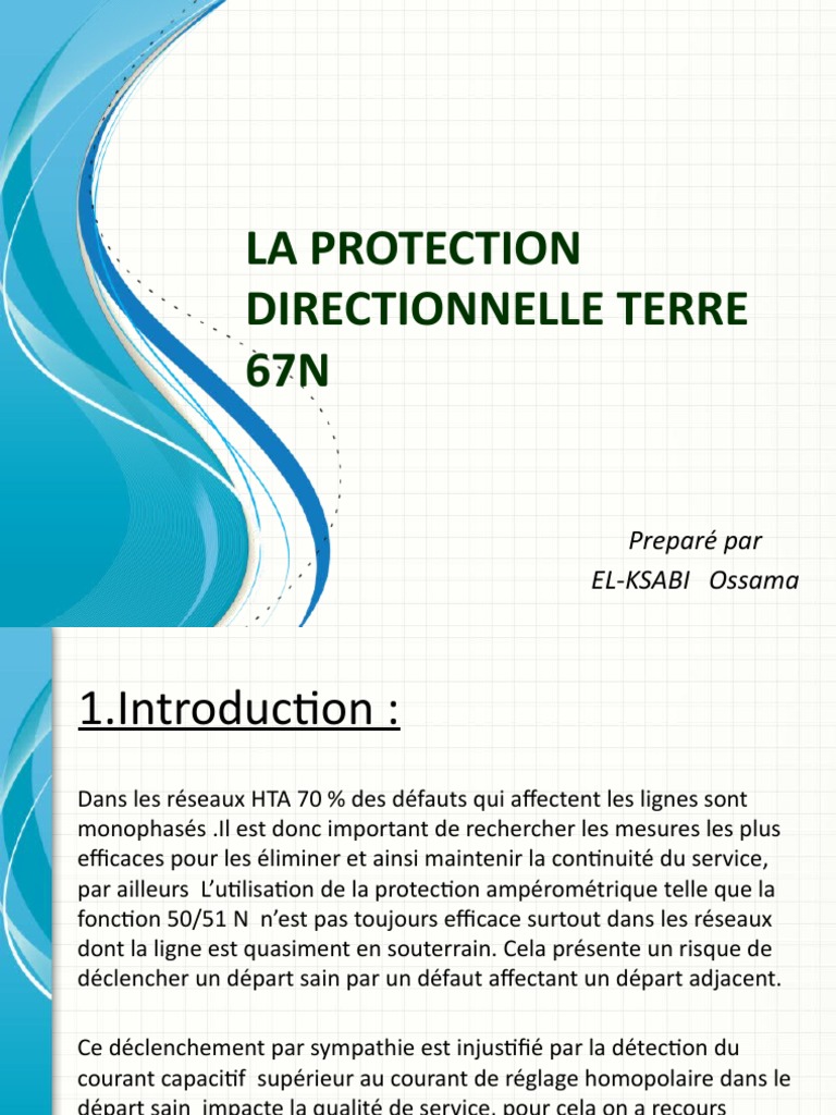 La Protection Directionnelle Terre 67N: Preparé Par EL-KSABI Ossama ...