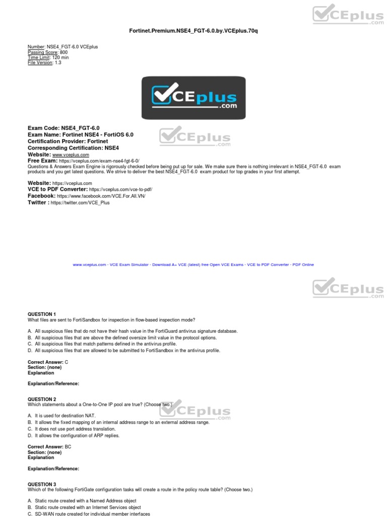 Fortinet NS4 V6.0 2019 Dumps1 PDF | PDF | Virtual Private Network | Firewall (Computing)