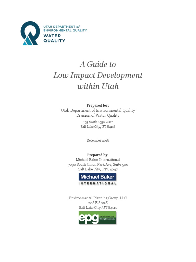 A Guide To Low Impact Development Within Utah: Utah Department of ...
