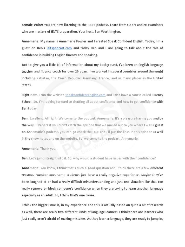 Transcript 234 Speak Confident English PDF | PDF | Cognition ...