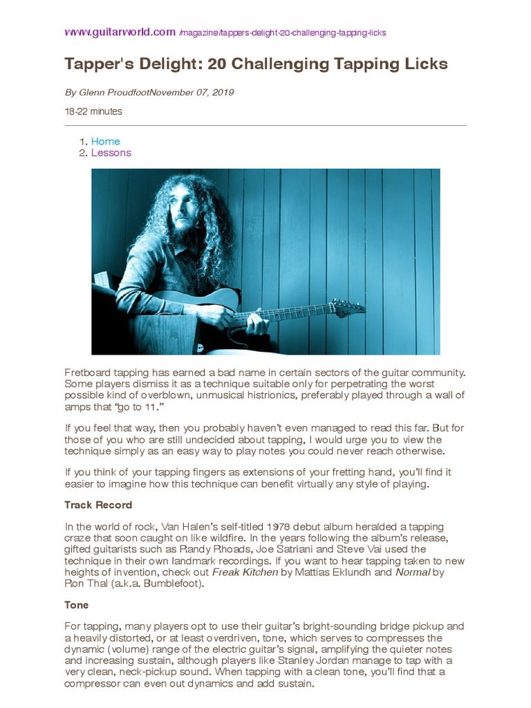 Tapper's Delight - 20 Challenging Tapping Licks | PDF | String ...