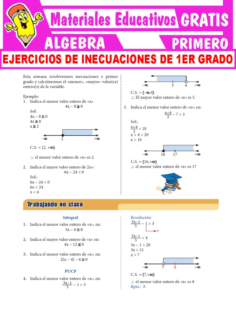 Ejercicios de Inecuaciones de 1er Grado para Primer Grado de Secundaria | PDF | Ajedrez ...