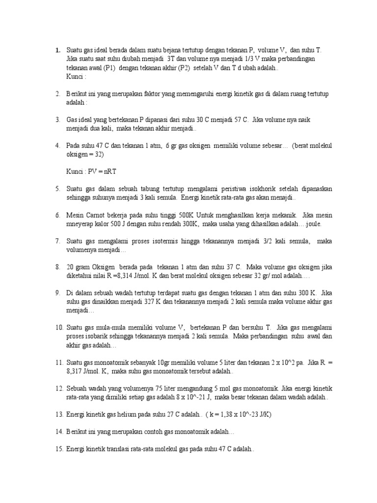 Soal Teori Kinetik Gas | PDF