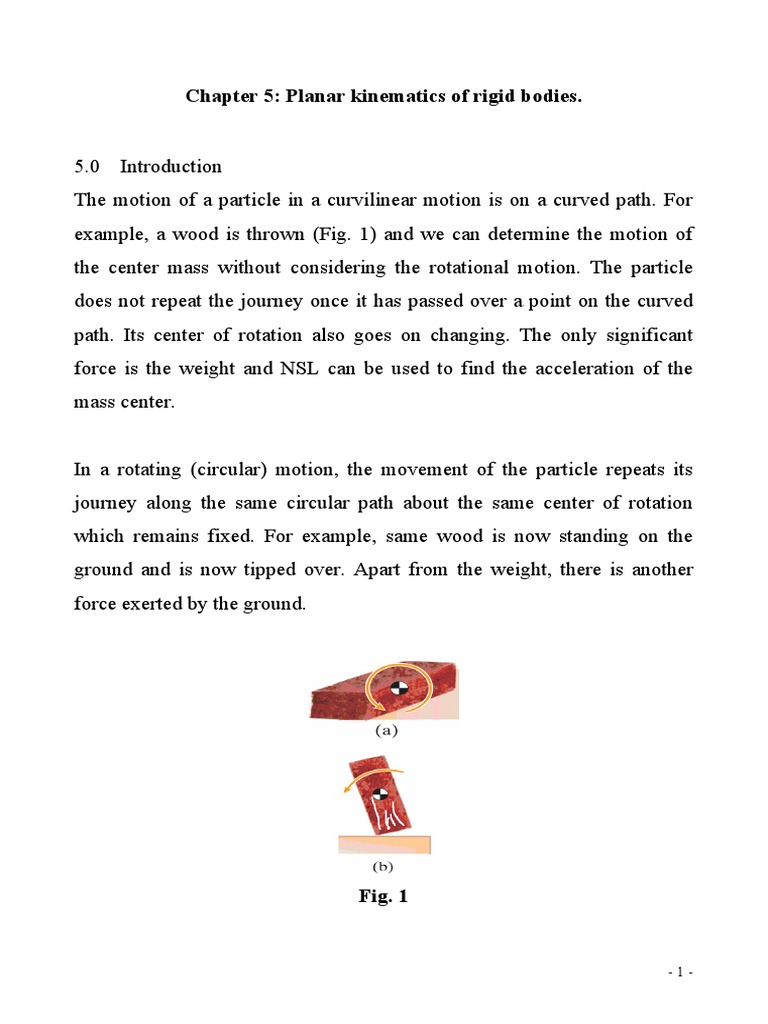 Chapter 5. Planar Kinematics of Rigid Bodies | PDF | Rotation Around A ...