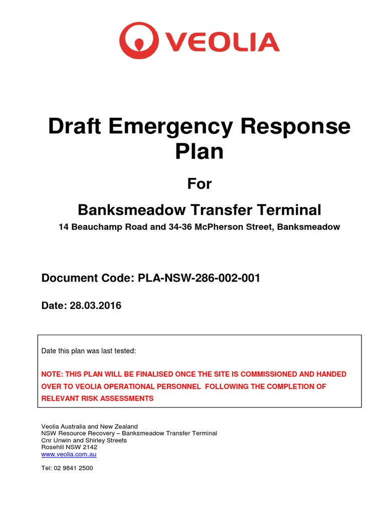 D7 Emergency Response Plan | PDF | Emergency | Dangerous Goods