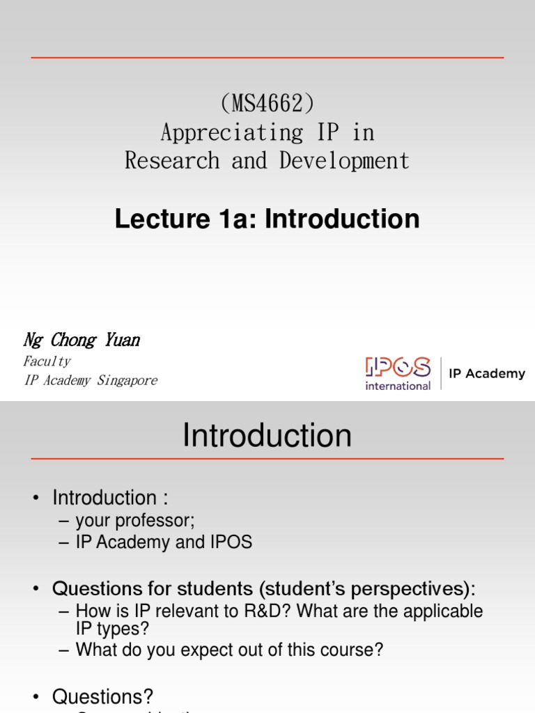 Lecture 1a - Introduction (Case Studies) | PDF | Intellectual Property | Patent
