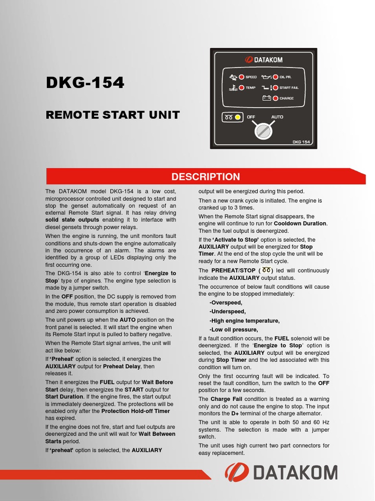 Remote Start Unit: Description | PDF | Relay | Direct Current