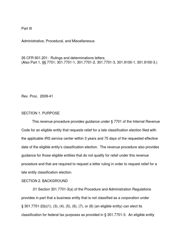 Late Relief for Form 8832 Elections | PDF | Corporate Tax In The United ...