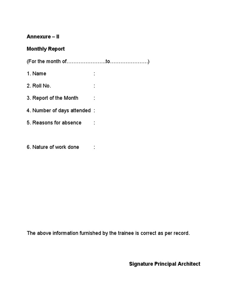 Monthly Trainee Attendance Report | PDF