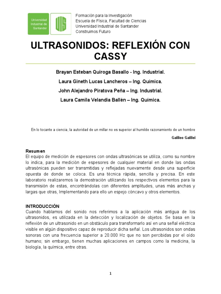 Lab. 3. ULTRASONIDOS REFLEXIÓN Con CASSY | PDF | Ultrasonido ...