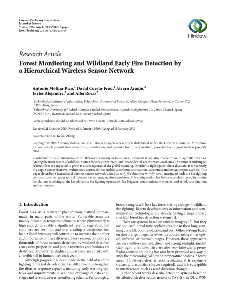 Forest Monitoring and Wildland Early Fire Detection | PDF | Wireless Sensor Network | Computer ...