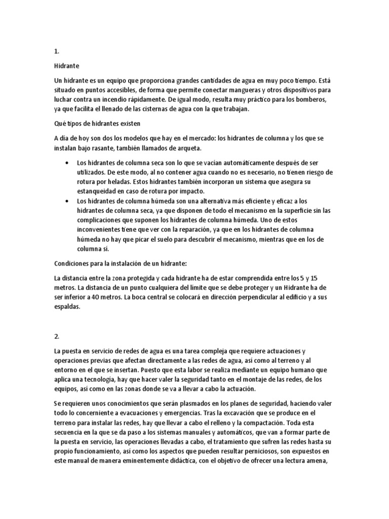 Tipos y instalación de hidrantes | PDF | Agua | Science