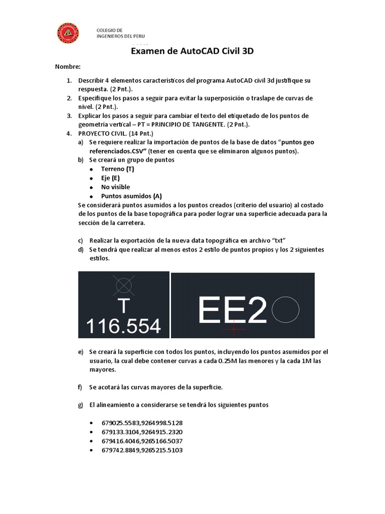 Examen de AutoCAD Civil 3D | PDF