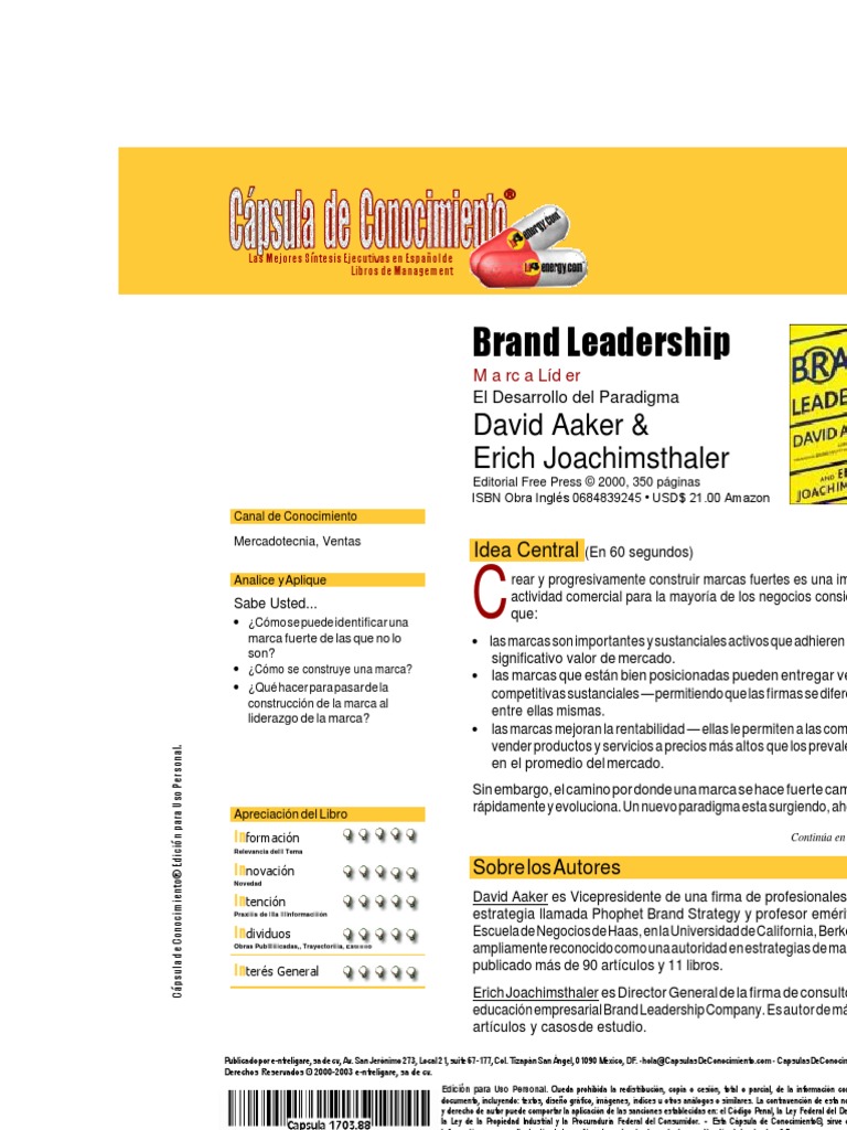 Aaker David - Marca Lider (Reseña) 1999 | PDF | Economias | Business