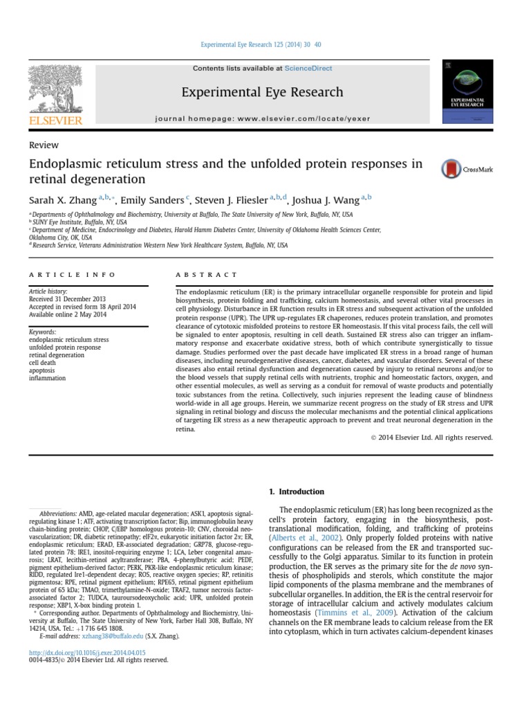 Experimental Eye Research: Sarah X. Zhang, Emily Sanders, Steven J ...