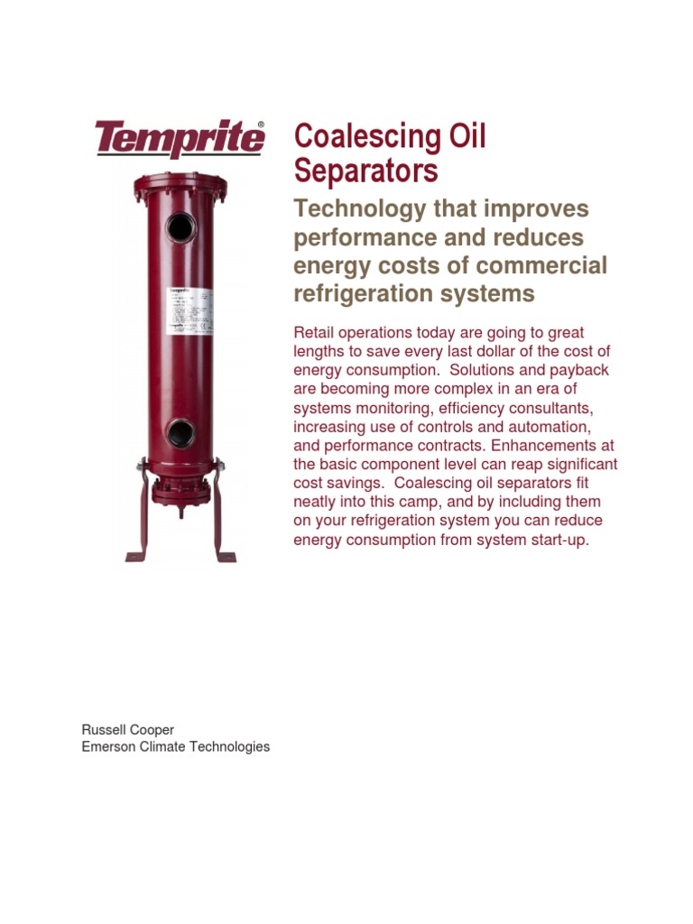 Coalescing Oil Separators | PDF | Refrigeration | Supermarket