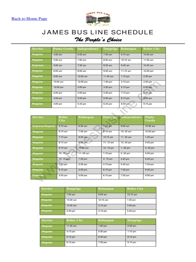 James Bus Line Schedule-Route | PDF | Bus | Bus Transport