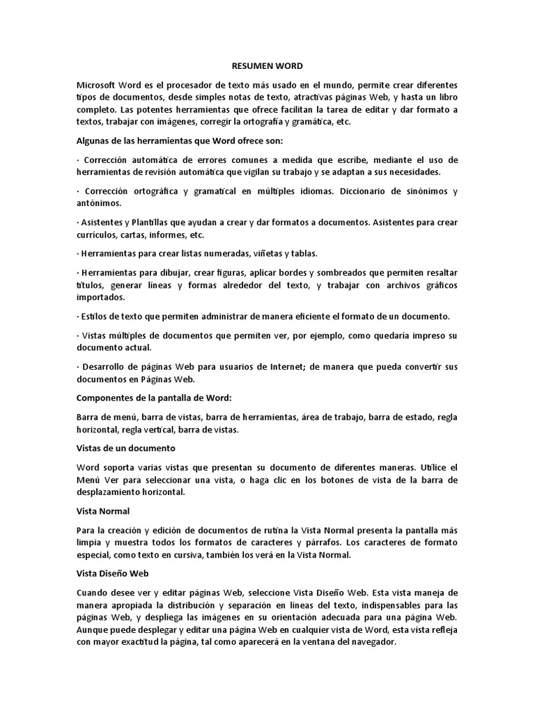 Resumen Word | PDF | Página web | Microsoft Word