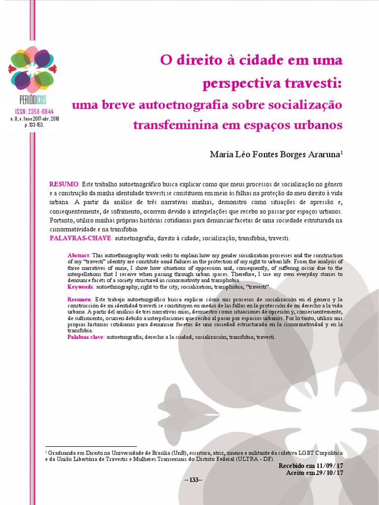 ARARUNA, Maria Léo - O Direito À Cidade em Uma Perspectiva Travesti ...
