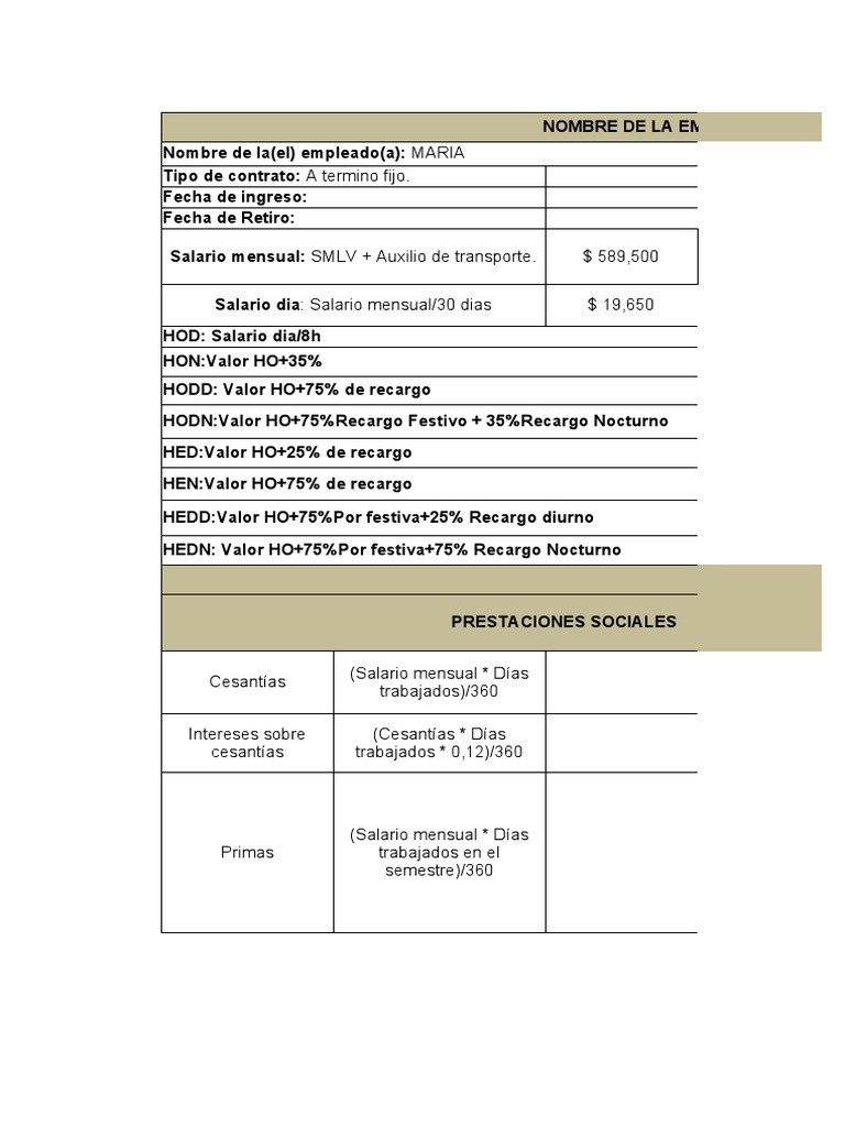 Ejercio de Nomina.e | PDF | Salario | Las condiciones de trabajo